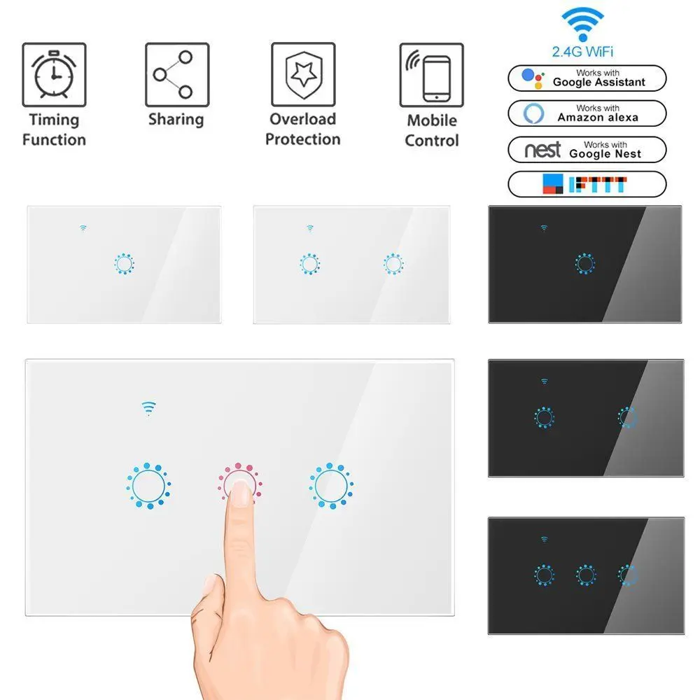 1-2-3-Gang-US-WiFi-Smart-Switch-Tuya-Glass-Touch-Panel-Wall-Switch ...