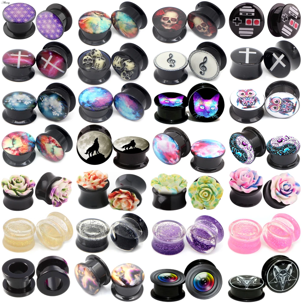 Alisouy-2pcs-Acrylic-Ear-Plugs-and-Tunnels-Ear-Piercing-Earrings-Screw ...