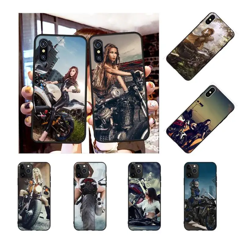 PENGHUWAN Motorcycle girl DIY Luxury Phone Case for iPhone 11 pro XS ...