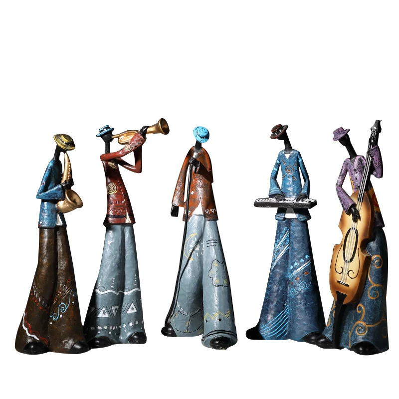 Creative Rock Band Figurines Resin Retro Musical Instrument Musician ...