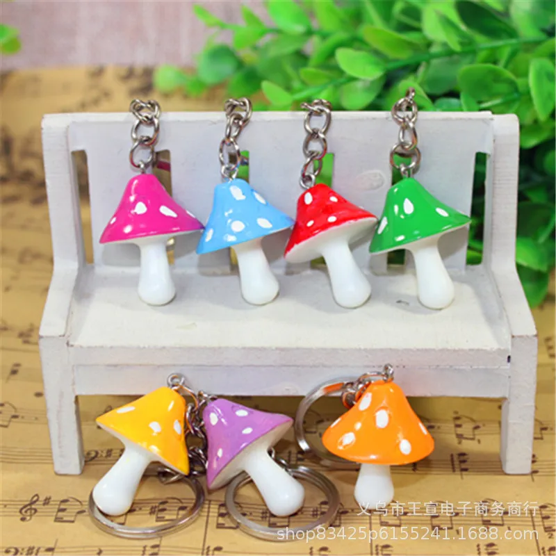 Acrylic Cute Simulation Mini Mushroom Keychain Lovely Keyring Backpack ...