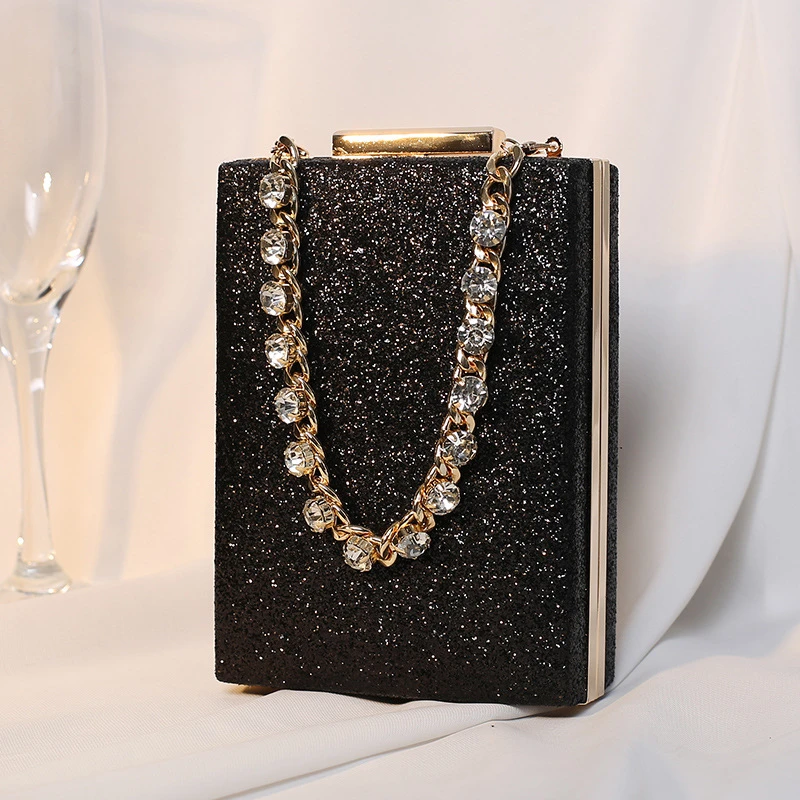 Women Metal Box Bag Shiny Diamonds Clutches Purse Evening Party Handbag ...