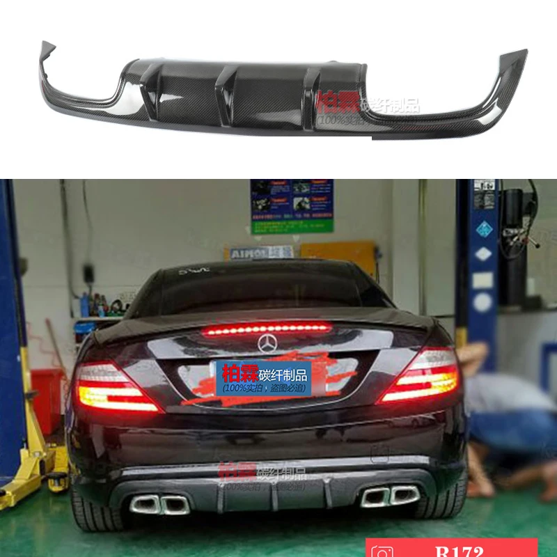 Carbon Fiber Rear Bumper Lip Spoiler Diffuser Cover for Benz SLK Class ...