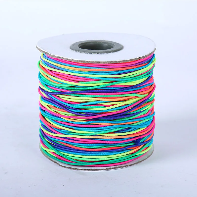 1mm Colorful Rainbow Elastic Cord Braid Bracelet String Elastic Rubber ...