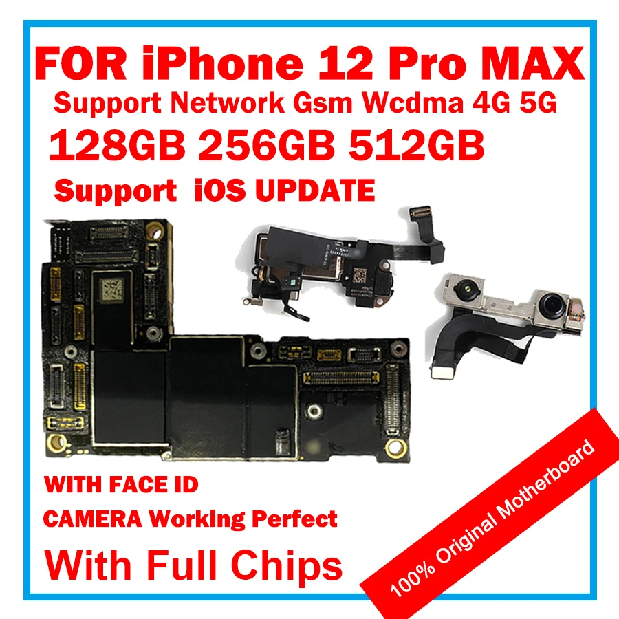 Original For iphone 12 Pro Max Motherboard With/No Face ID Clean iCloud ...