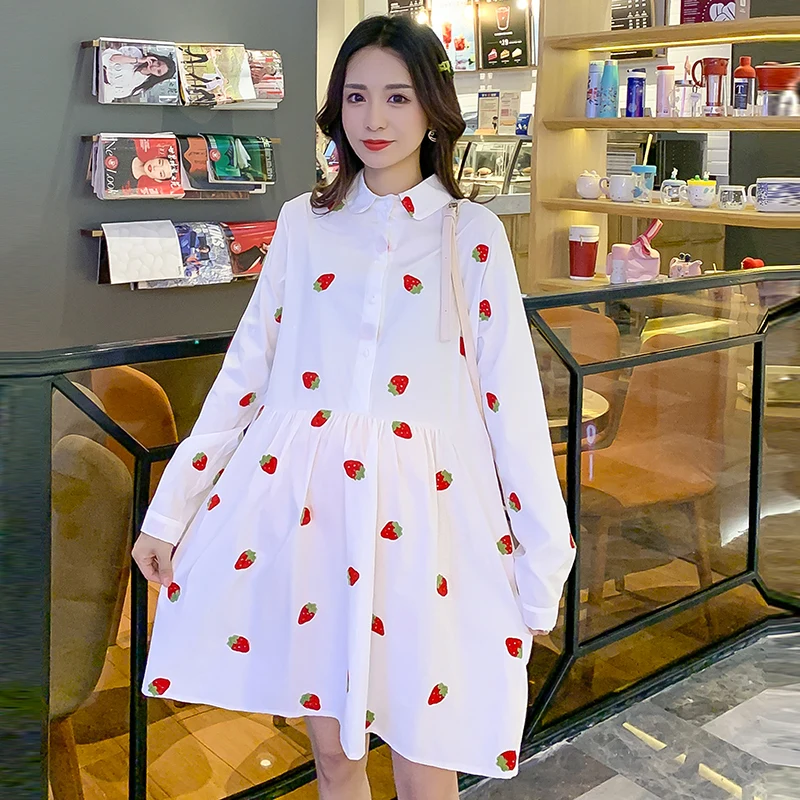 2019 New Arrive Spring Maternity Dress Woman Cute Strawberry Large Size ...