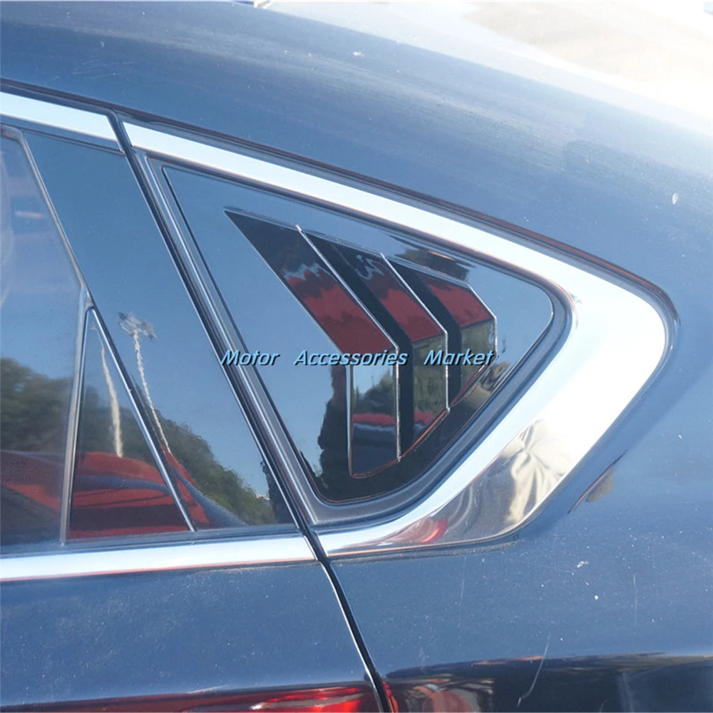 Sport Style Carbon Fiber Print Glossy Black Rear Window Louvers Air ...