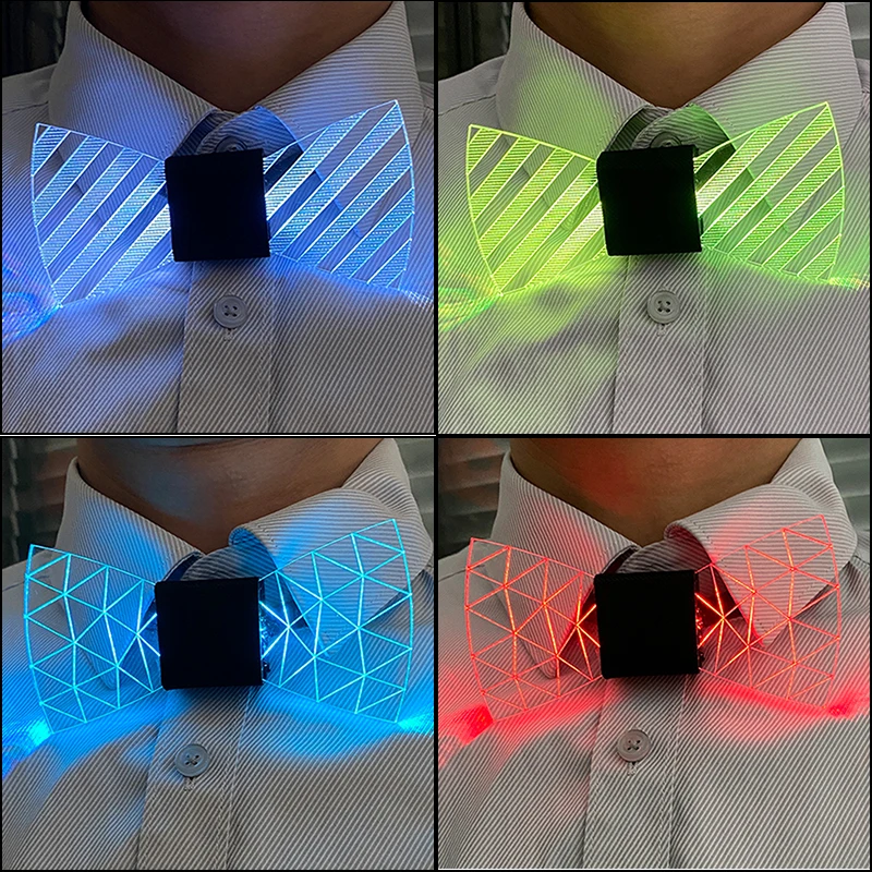 Flashing LED Acrylic Bow Tie Luminous LED Bow Tie Bar Club Costume ...