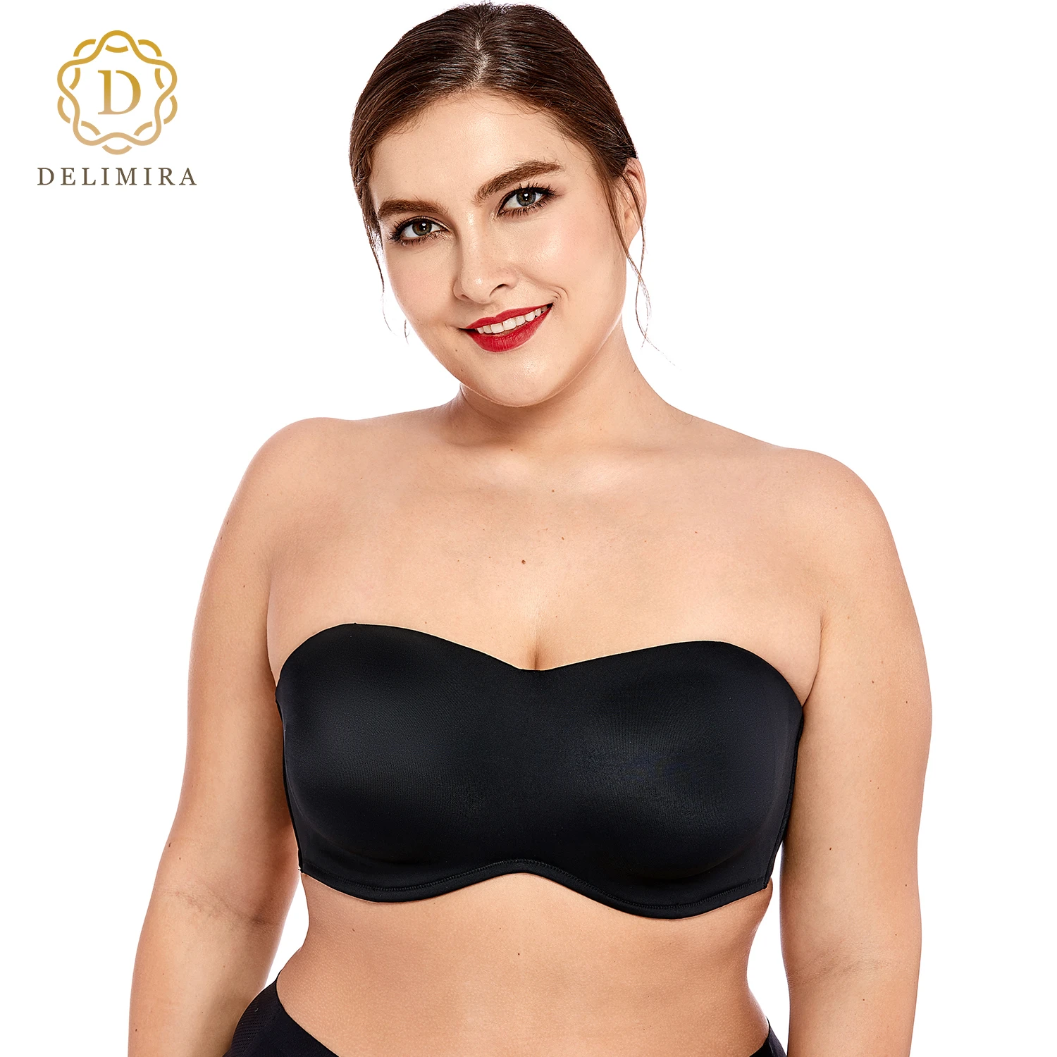 Delimira Women's Full Coverage Smooth Seamless Invisible Underwire Minimizer Strapless Bra Plus ...