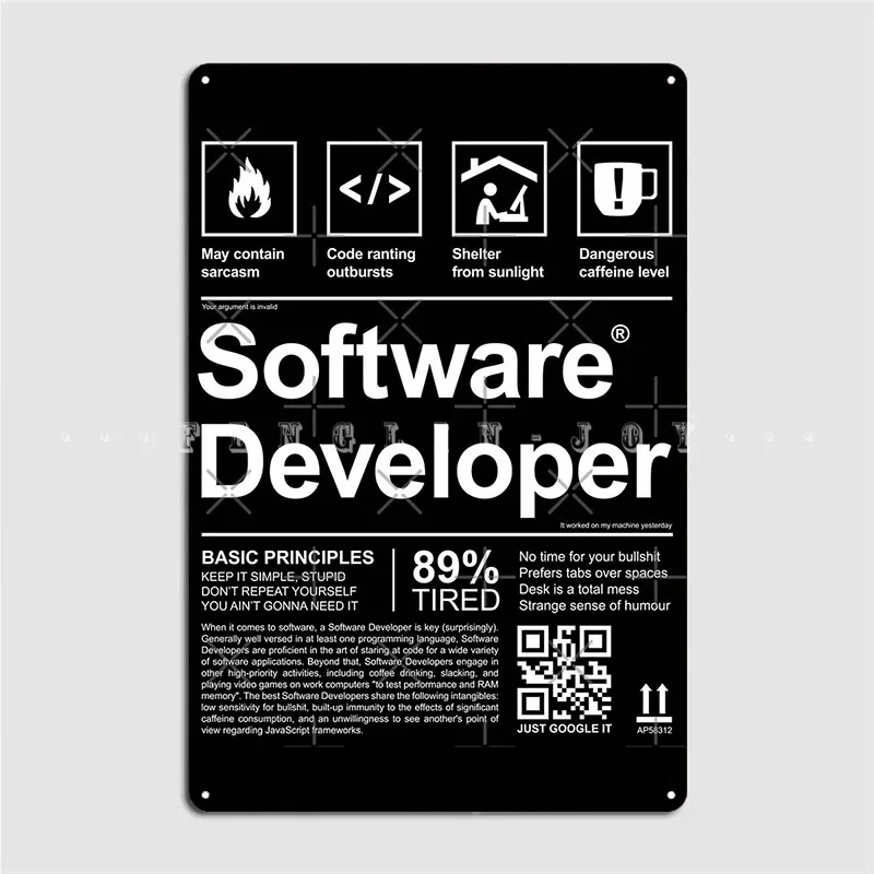 Software-Developer-Label-Metal-Sign-Club-Cave-Pub-Customize-Wall-Decor ...