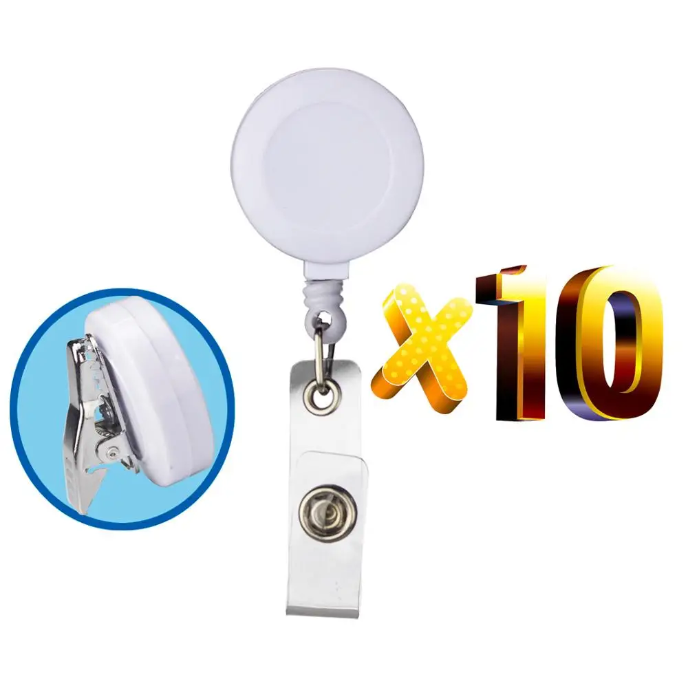 Lot 10pcs Pull Badge Reel Holder,retractable Id Card Roller Clip ...