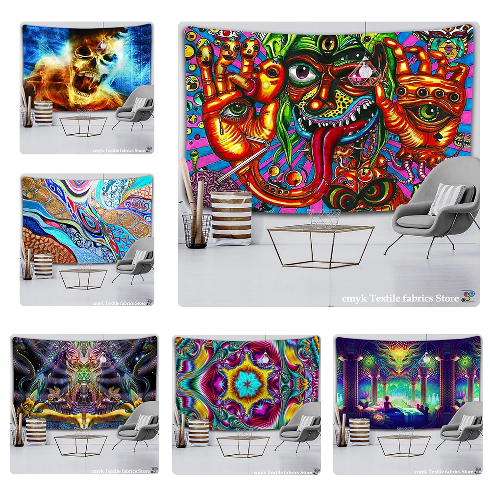 Colorful Mandela Tapestry Wall Hanging Evil Eye Witchcraft Psychedelic ...