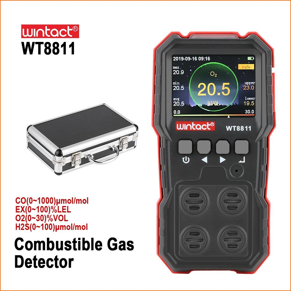 WINTACT Compound Gas Monitor Multi Rechargeable 4 in 1 Digital ...