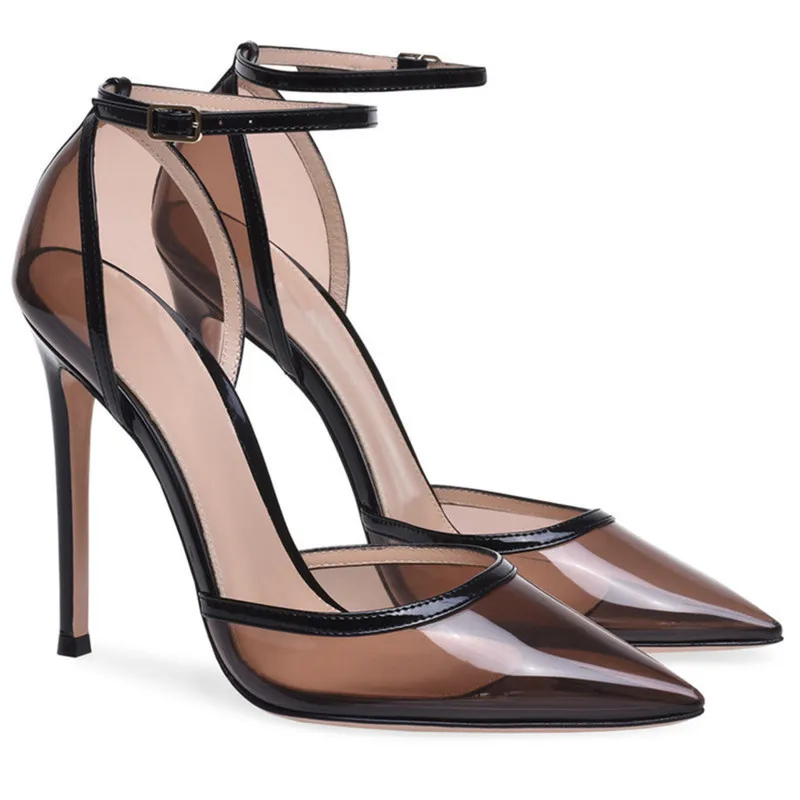 YECHNE Transparent Women's High Heels Sandals Woman Pointed Toe Sandals ...