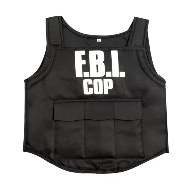FBI Agent Police Uniform Bulletproof Vest & Helmet Costume Fancy Dress ...