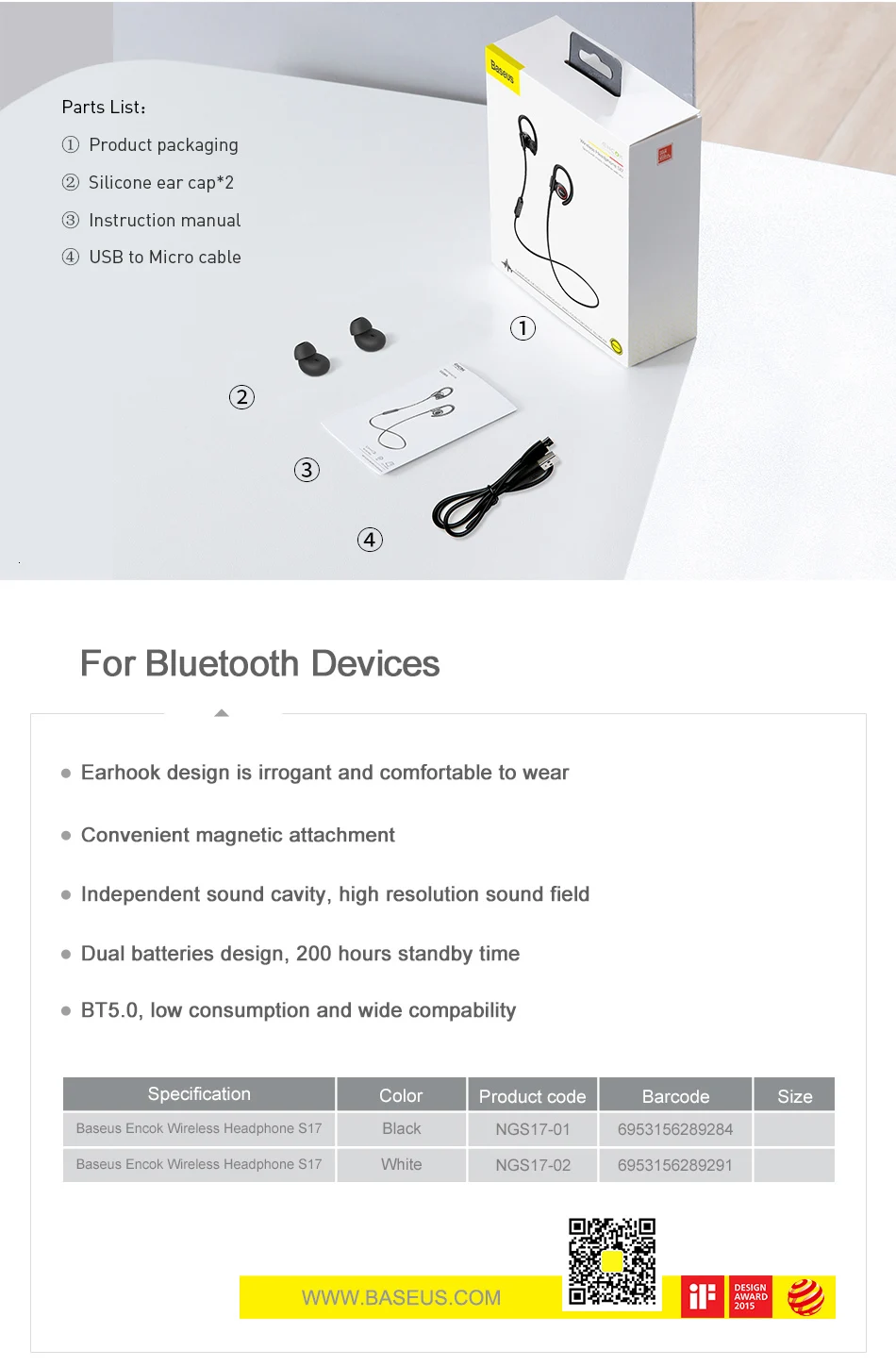 Baseus S17 Спортивные Беспроводные наушники Bluetooth 5,0 наушники для ...