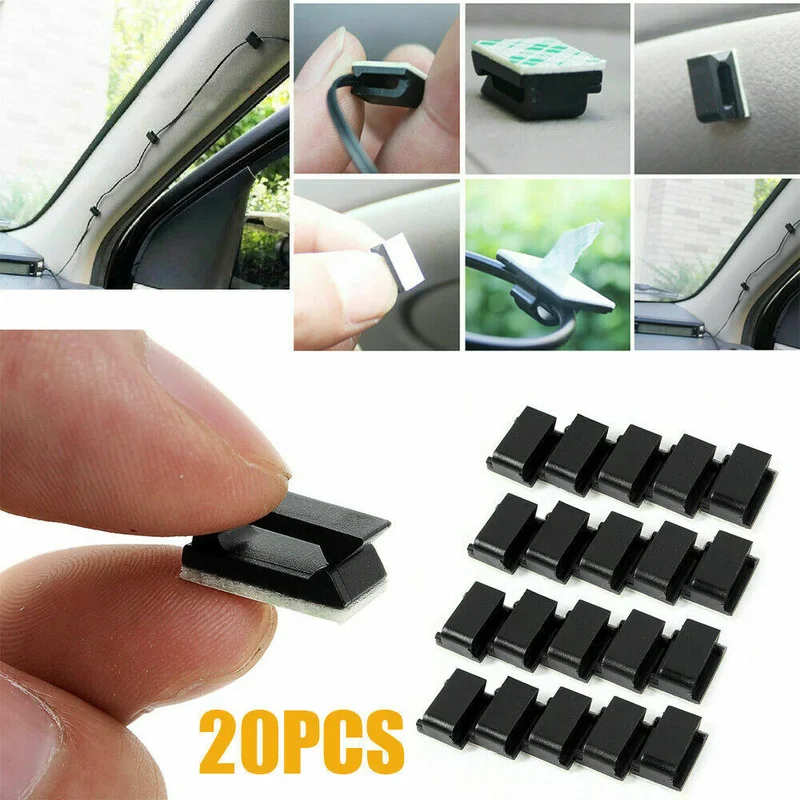 20pcs Car Auto Cable Self Adhesive Clips Wire Holder Drop Tie Cord Pack ...