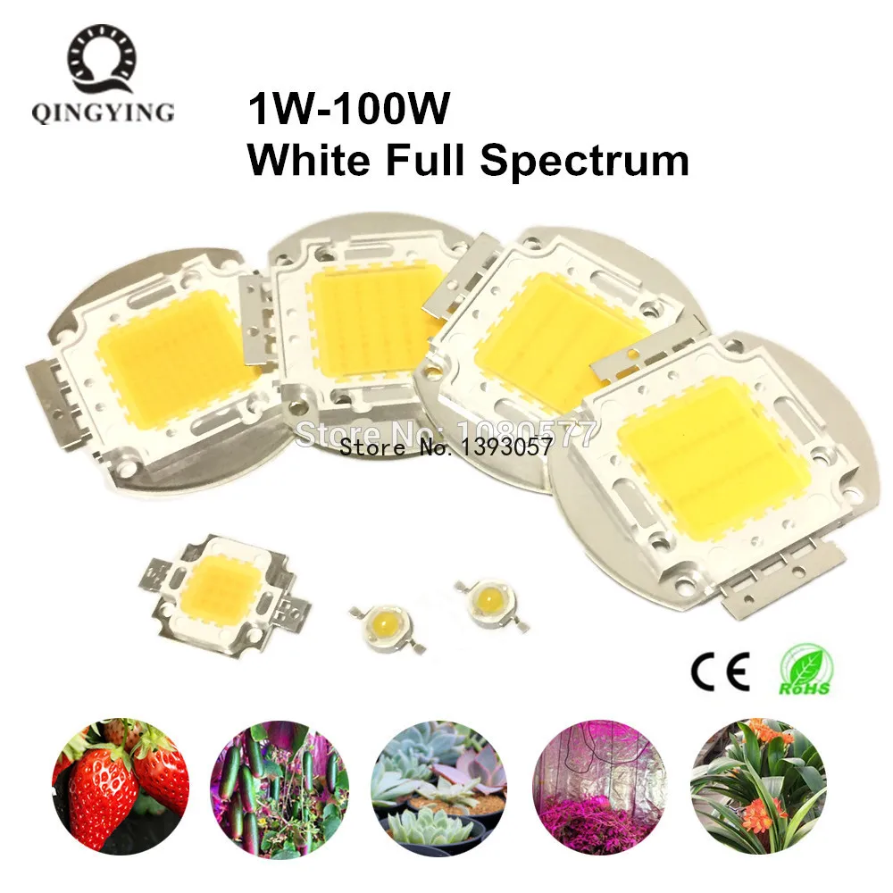 Chip LED blanco de espectro completo 5000K 380 780nm 1W 3W 5W 10W 20W 30W 50W 100W, fuente de ...