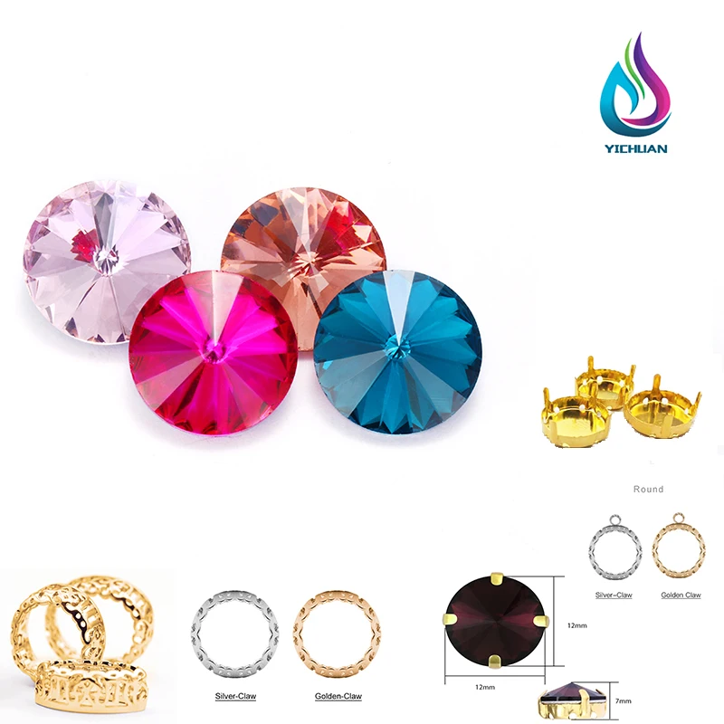 All Size Colorful Rivoli Shape Crystal Rhinestones Applique Fancy ...