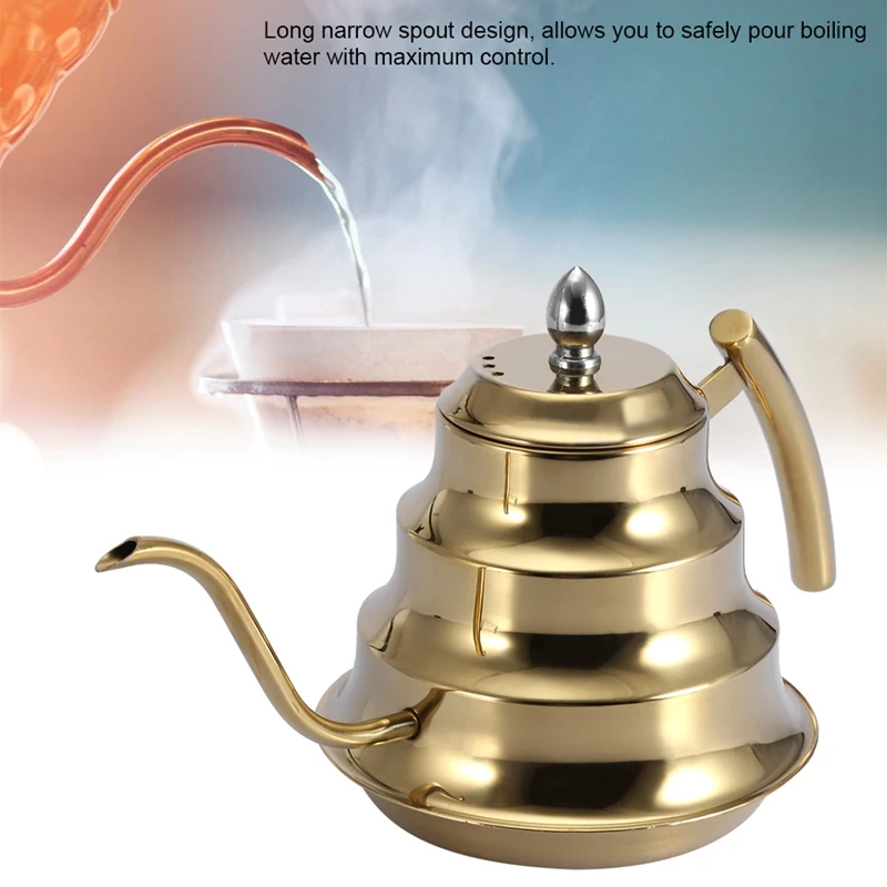 Тонкий бамбуковый чайник из нержавеющей стали, чайник для индукционной ...