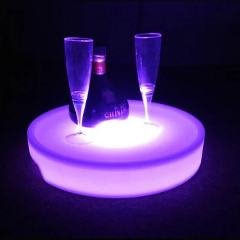 4pcs/lot Waterproof Round Led Light Up Serving Tray Multi Colors ...