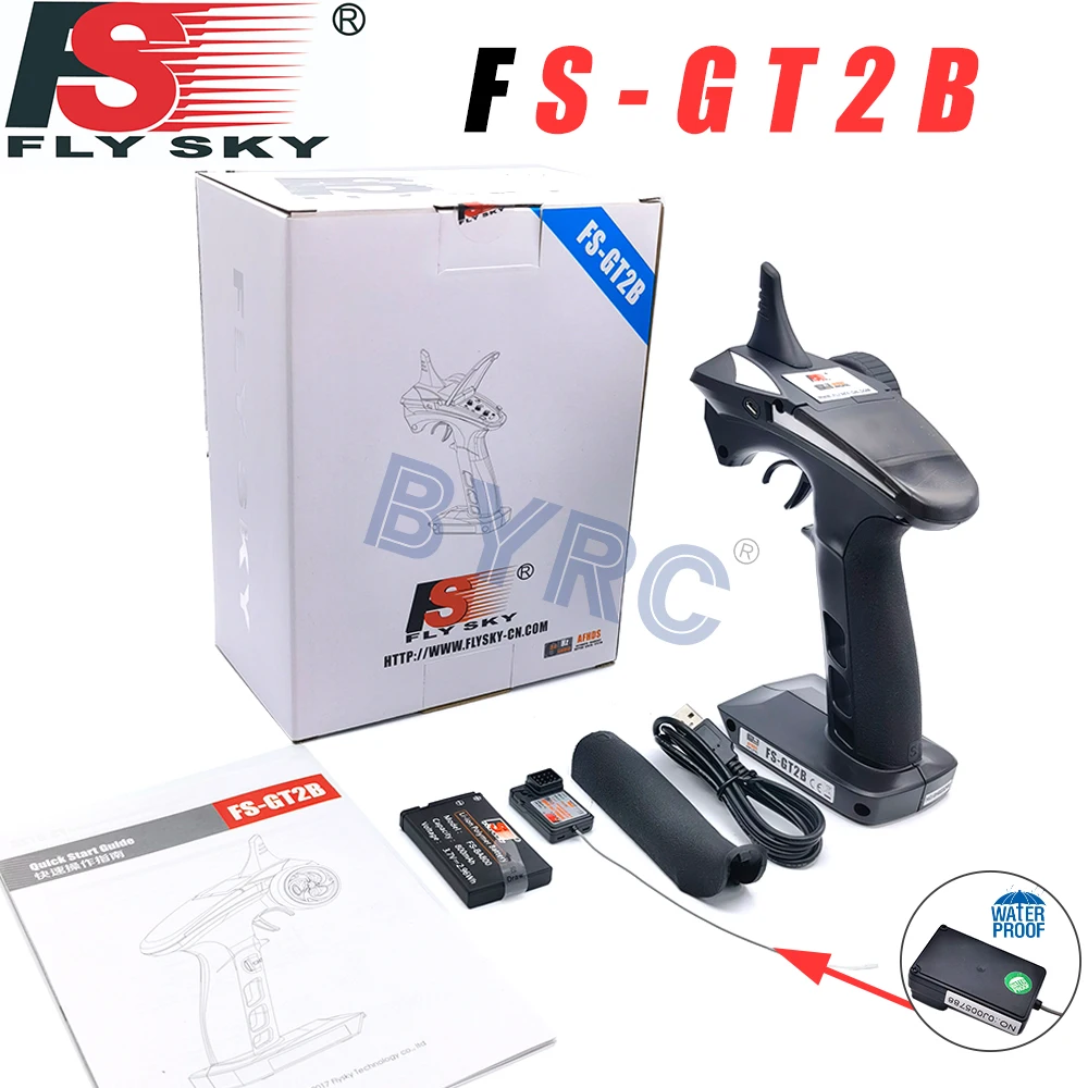 FLYSKY FS-GT2B 2.4G 3CH Gun RC Controller /w receiver, TX battery, USB ...