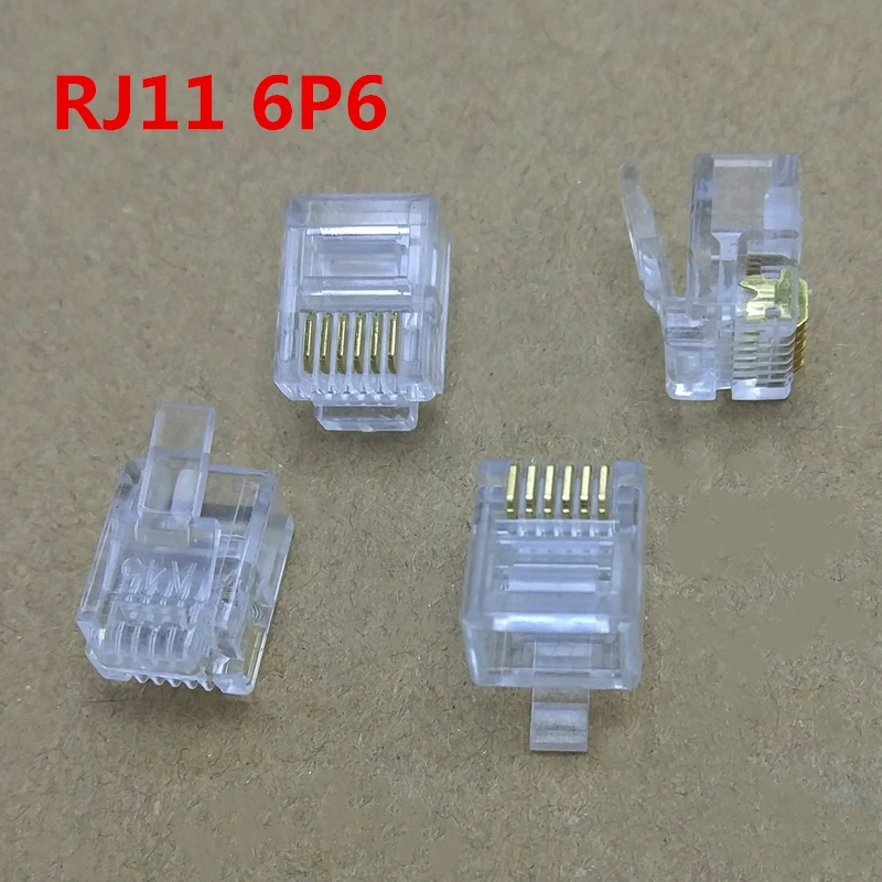 100 pcs RJ11 6P6C Modular Plug Telephone Connector|connector rj11|connector plugconnector 10 ...