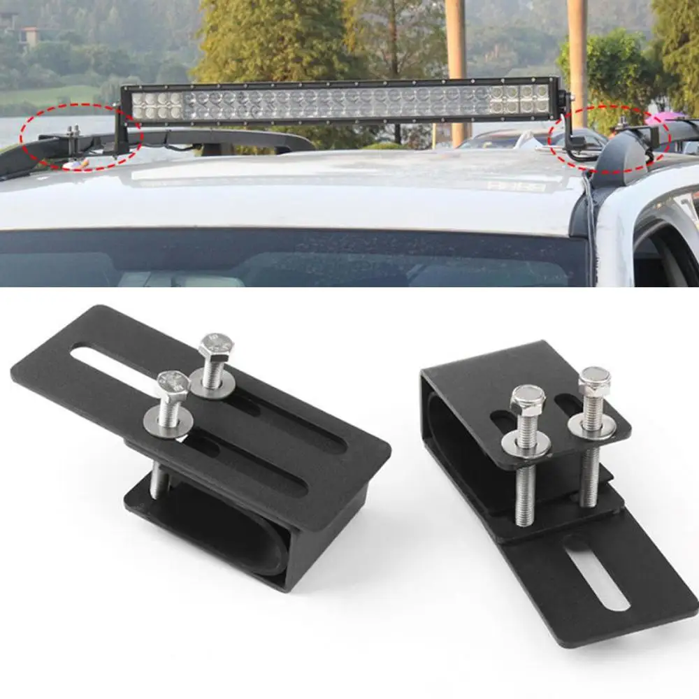 1pair Car Roof Luggage Rack Light Bar Mounting Holder Universal Metal ...