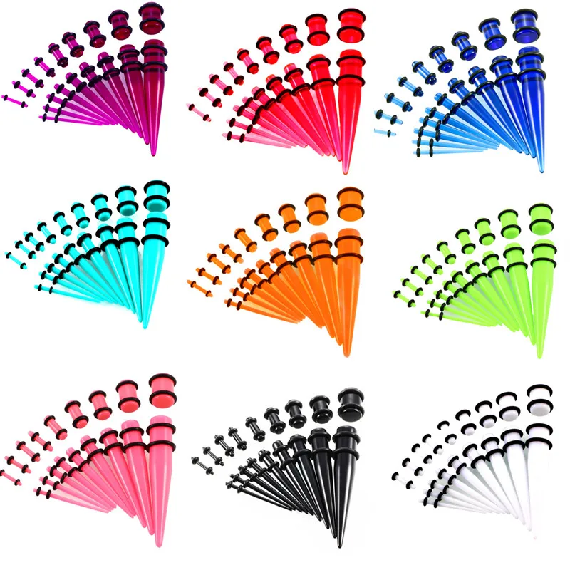 18PCS Acrylic Ear Gauge Stretching Kit 14G-00G Starter Ear Gauge Taper ...