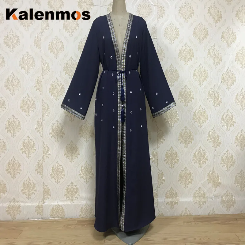 Dubai Muslim Abaya Dress Beading Hijab Moroccan Kaftan Tunic Arab Jubah ...