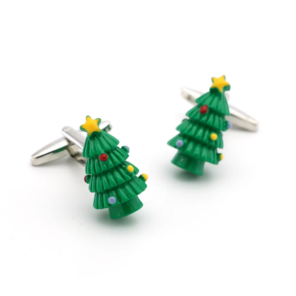 iGame Christmas Tree Cuff Links Quality Brass Material Green X mas Tree ...