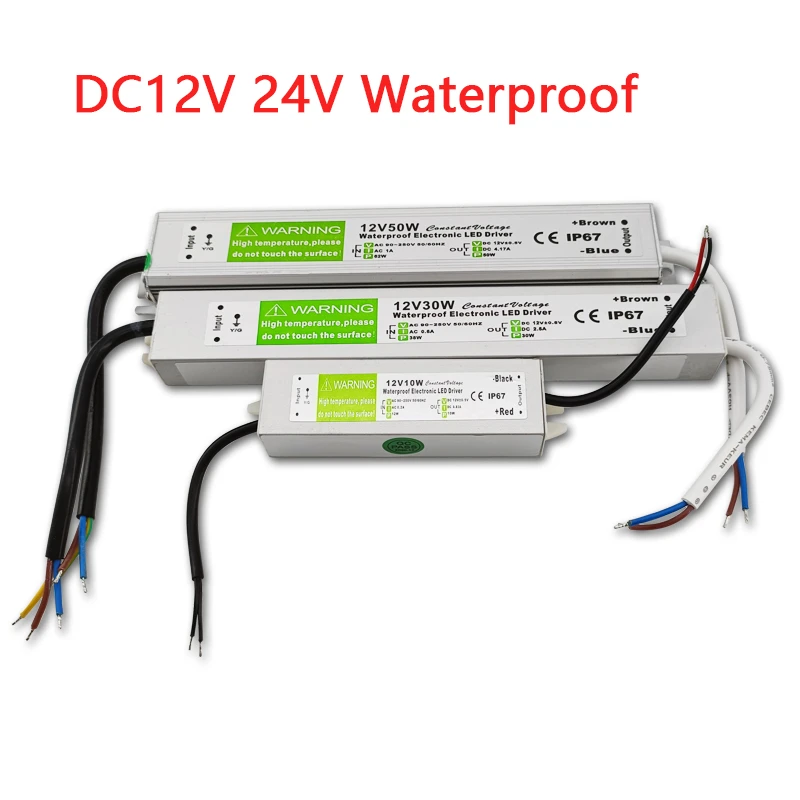 Waterproof IP67 Lighting Transformers DC 12V 24V Power Supply Led Driver For 5050 2835 3528 Led ...