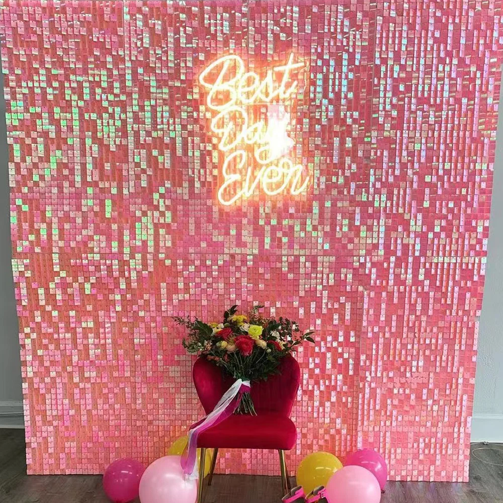 Irredescent Pink Sequin Shimmer Wall Backdrop Decorative Background ...