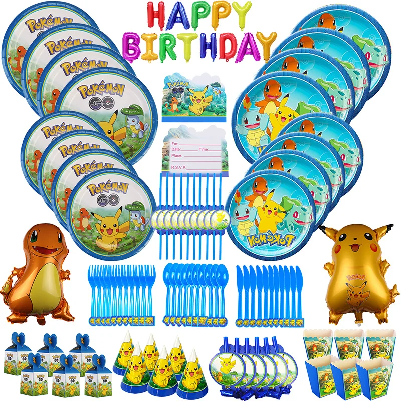Cartoon Pikachu Pokemon Theme Birthday Party Decorations Pokemon ...