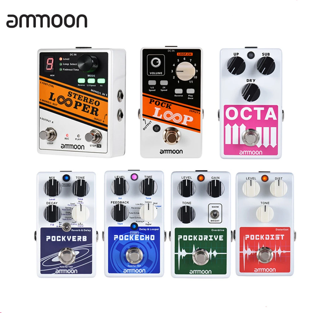 Ammoon Pock Loop Looper Guitar Effect Pedal 11 Loopers Supports 1/2 ...