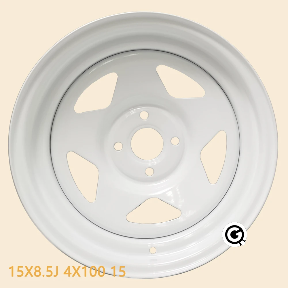 15inch Steel Wheel 8.5j 4holes 4x100 Offset 15 Bb Rims Deep Lip White ...
