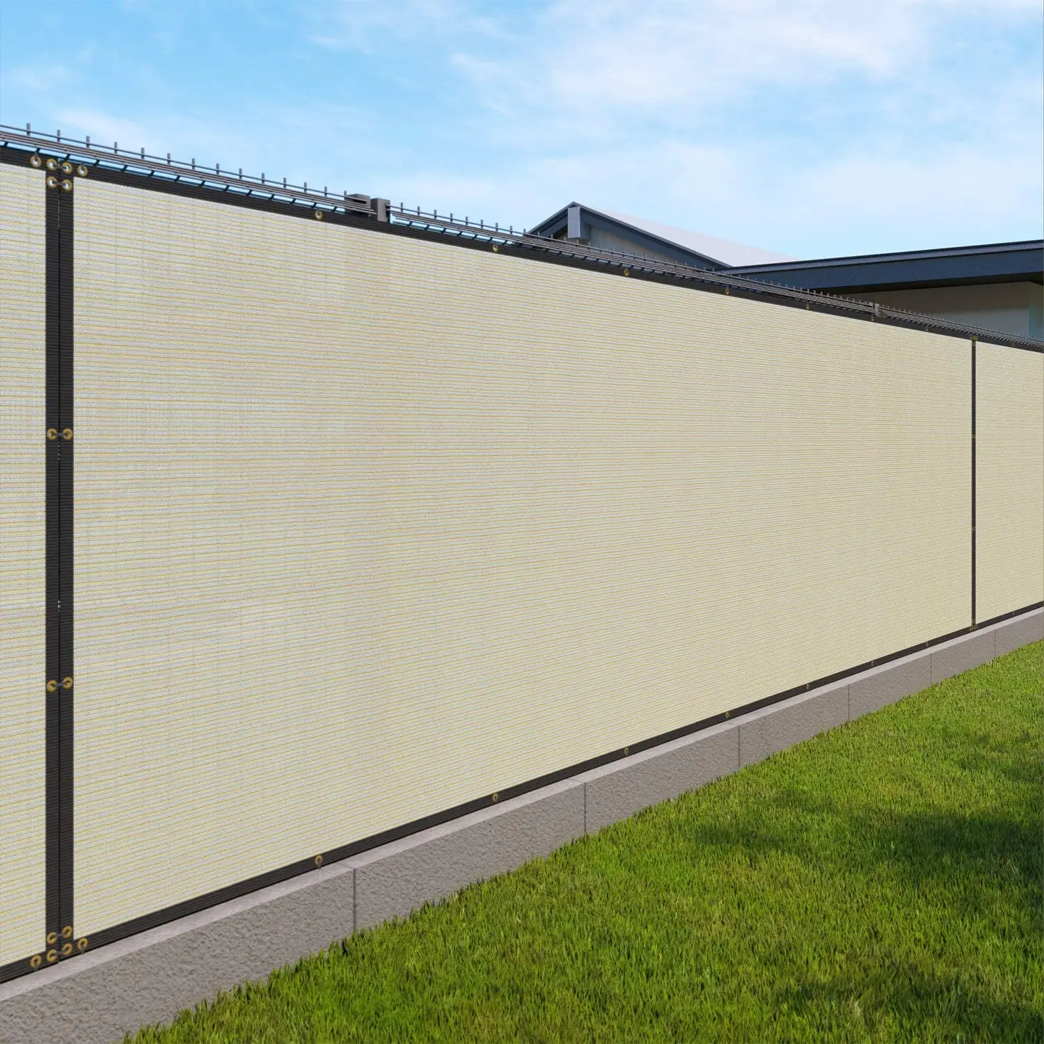 5' X 25' Privacy Fence Screen Fence In Beige 85% Blockage Windscreen ...
