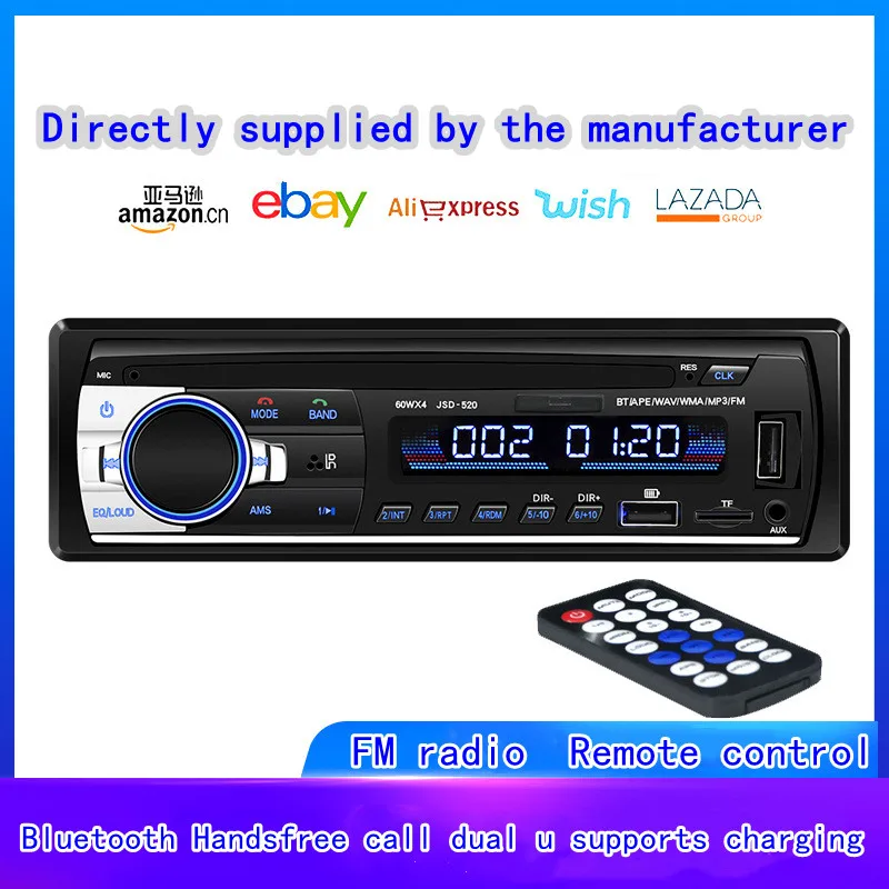 1-DIN-car-radio-car-audio-FM-Bluetooth-MP3-audio-player-Bluetooth ...