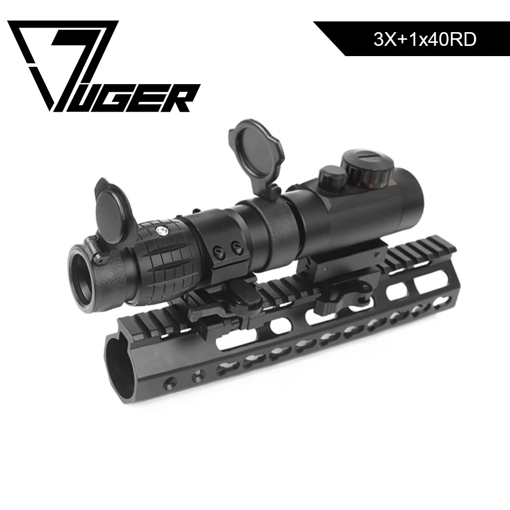 3x Magnifier Scope Compact 1 X 40 Red Green Dot Tactical Qd - AliExpress