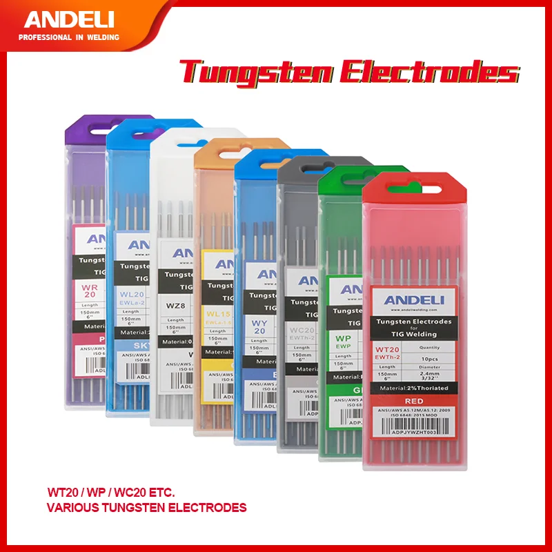 Andeli Tungsten Electrodes Tig Rods Wt20 Wp Wc20 Wy20 Wl15 Wz8 Wl20 Wr20 Tig Electrodes ...