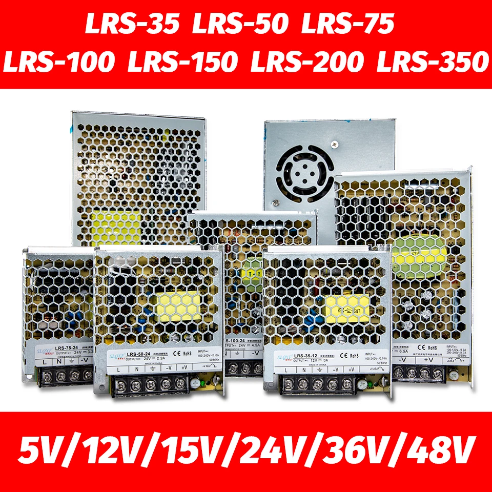LRS-15 RS-25 LRS-35 50 75 100 150 200 350W 5V 12V 15V 24V 36V 48V ...