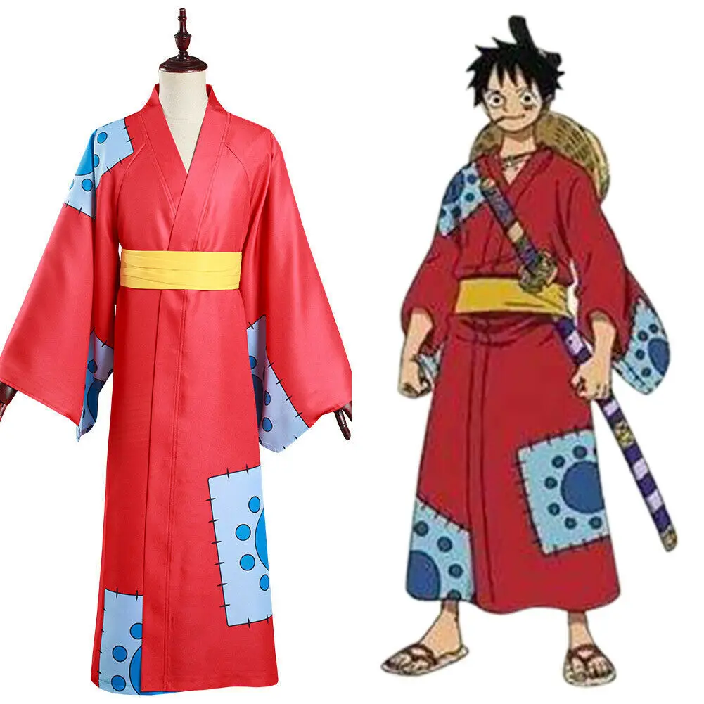 Anime Japanese Style Kimono Cosplay Costume Monkey D. Luffy Cos Role ...