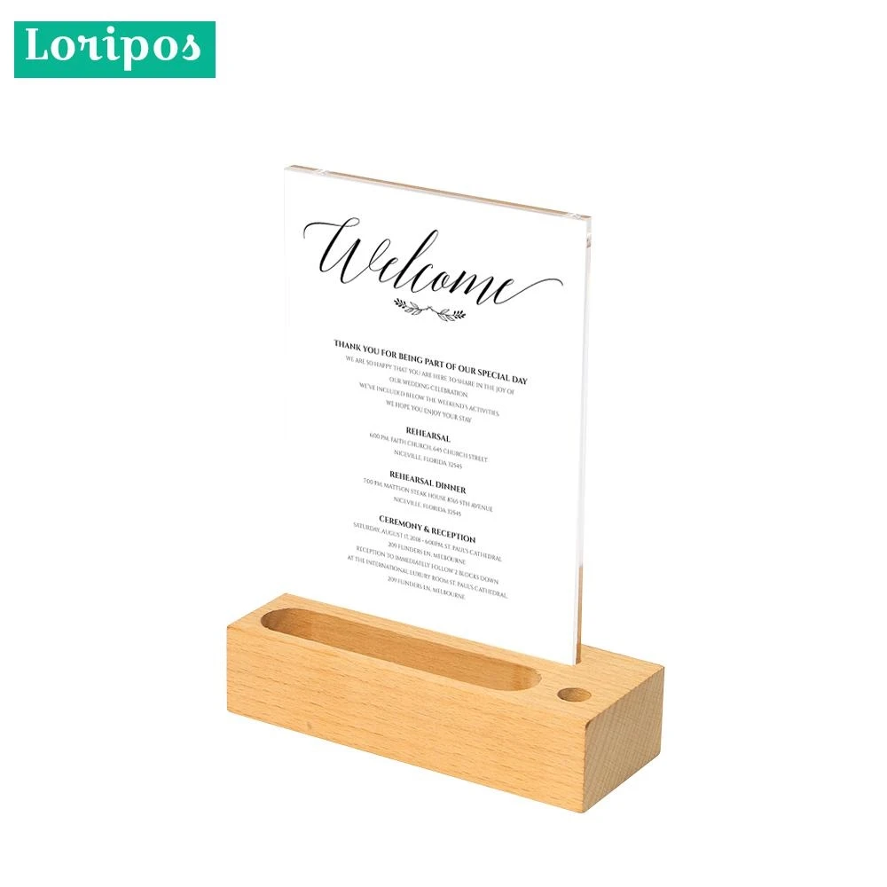 Coutertop Label Stand Desk Sign Holder Business Name Card Holder Wood ...