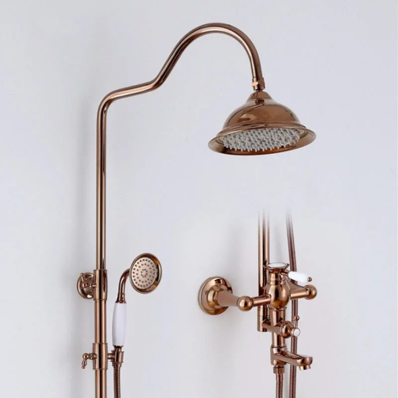 Rose gold Shower Faucet Luxury Bathroom Shower Sets 8 inch Top Sprayer ...
