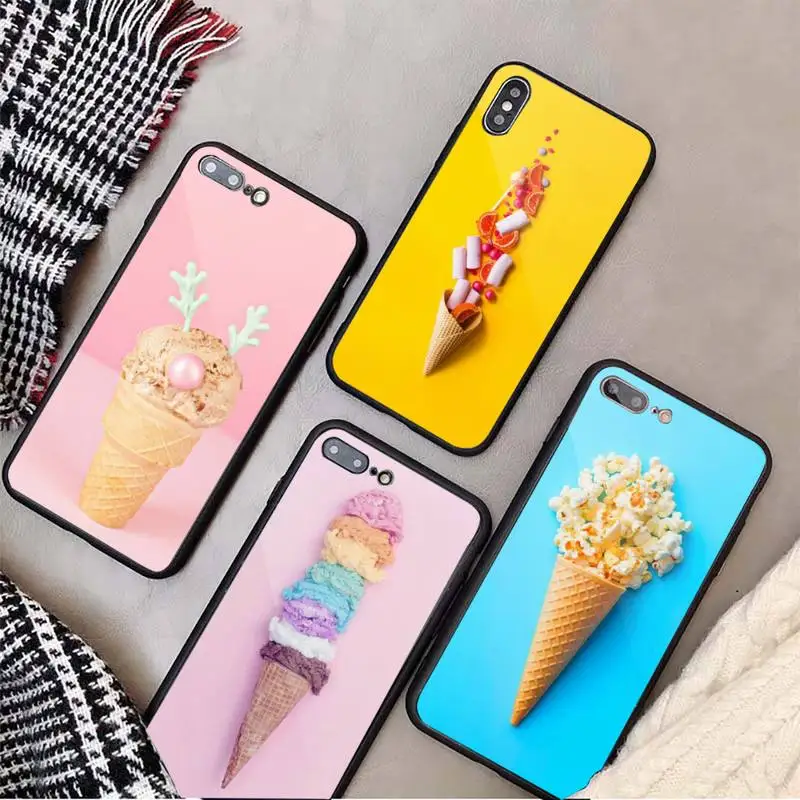 Delicious ice cream Macaron Phone Case Tempered glass For iphone 6 7 8 ...