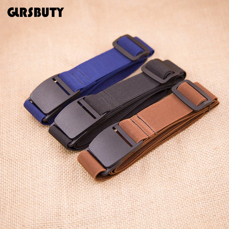 Women Elastic Belt Men No Show Flat Buckle Waist Belt Adjustable ...