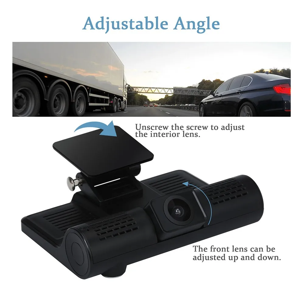 4 inch Auto DVR Three Lens HD 1080P Dash Cam Night Vision Video Driving ...
