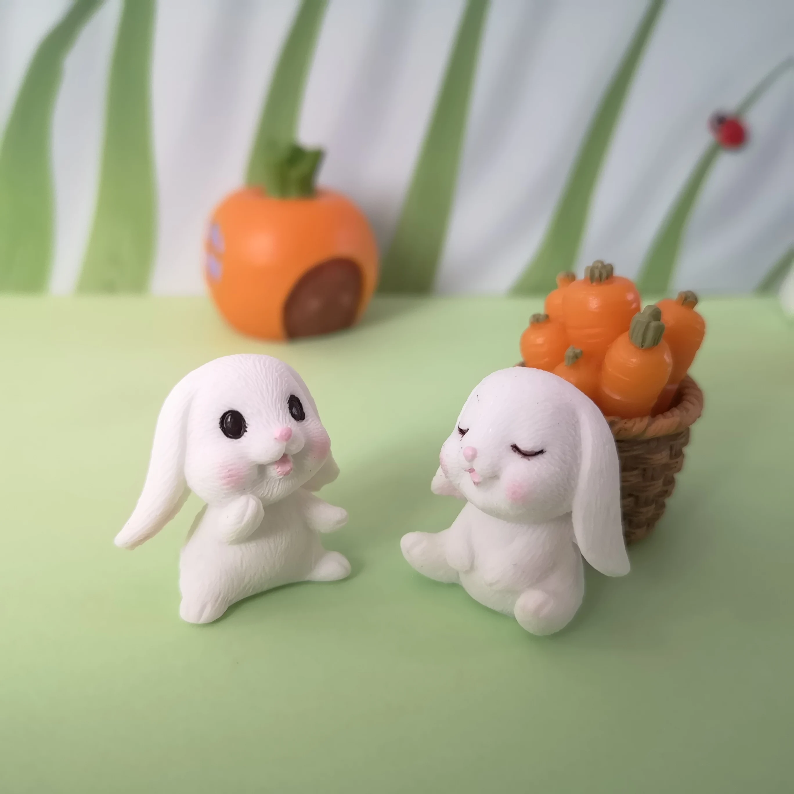 Miniature rabbit in a cup tiny clay figurines home decor Dolls ...