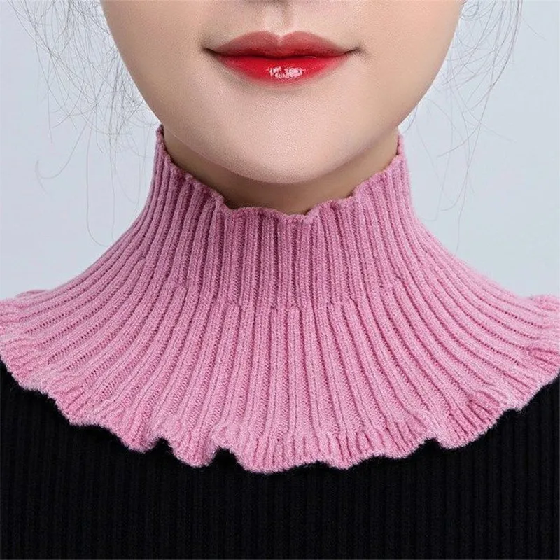 Knitted Wool False Collar Neck Scarf Solid Color Knitted Neck Collars ...
