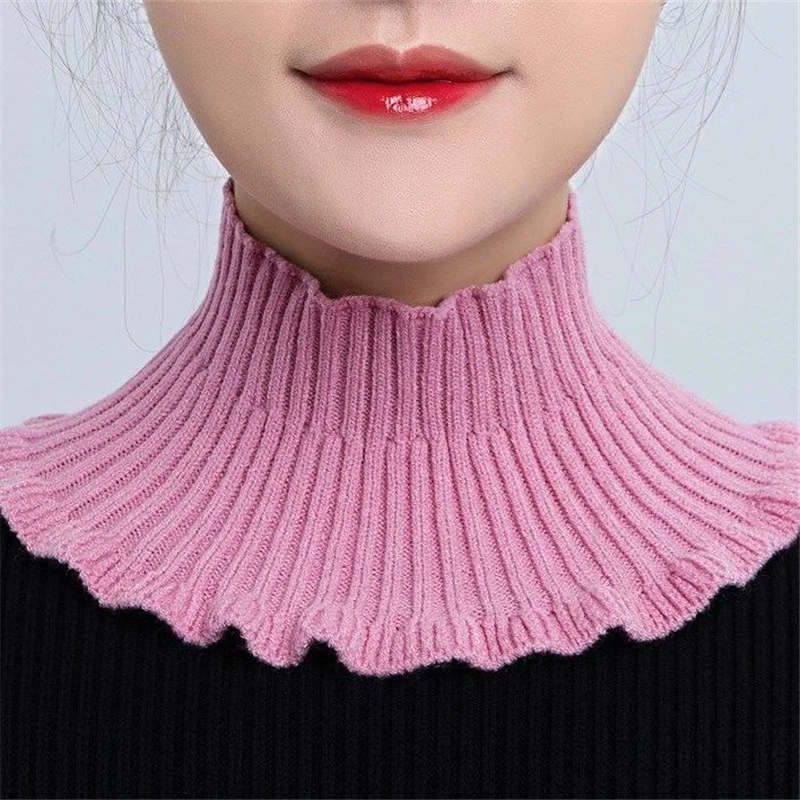 Knitted Wool False Collar Neck Scarf Solid Color Knitted Neck Collars ...